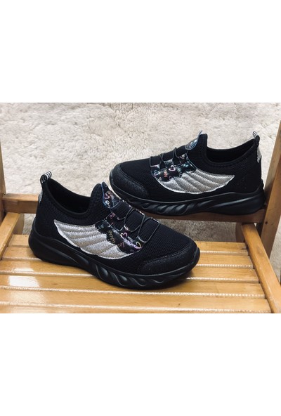 Kafkaslar Yeni Trend Simli Kız Çocuk Lastikli Hava Alabilen Günlük Spor Ayakkabı