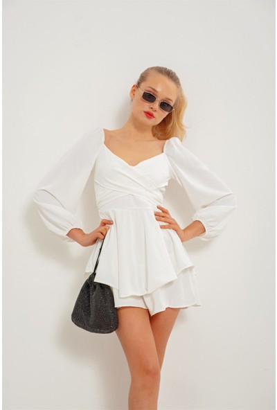 MyLove Volanlı Cutest Tulum Beyaz