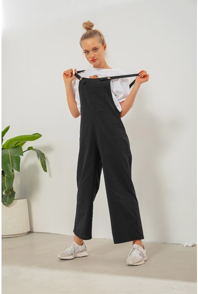 MyLove Bol Paça Bahçıvan Tulum Siyah