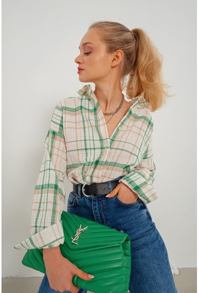 MyLove Tüvit Ekose Gömlek Yeşil