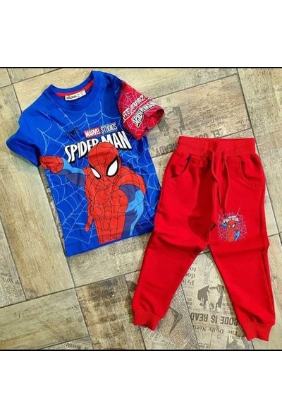 Erkek Çocuk Spiderman Baskılı Alt Üst Takım Mavi 2113- Erkek Çocuk Spiderman Baskılı Alt Üst Takım Mavi 2113-