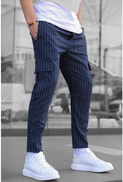 Madmext Lacivert Çizgili Kargo Cep Erkek Jogger Pantolon Madmext Lacivert Çizgili Kargo Cep Erkek Jogger Pantolon