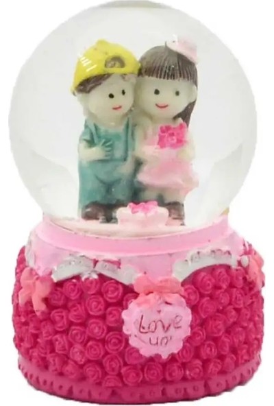 Küçük Boy Kız ve Erkek Işıklı Kar Küresi