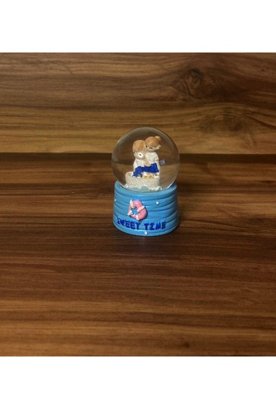 Küçük Boy Mavi Sweet Time Yazılı Işıklı Kar Küresi Küçük Boy Mavi Sweet Time Yazılı Işıklı Kar Küresi