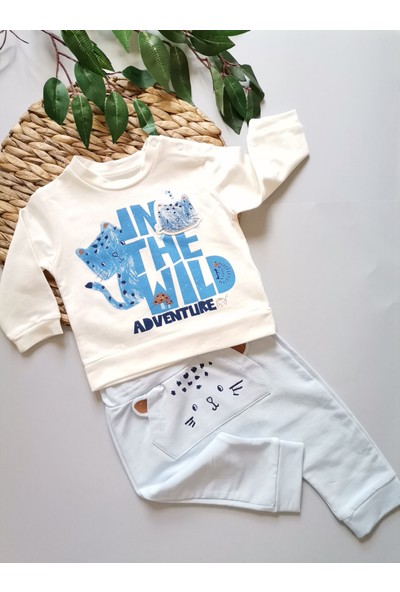 Kedi Baskılı Pijaması Kedi Detaylı 2'li Takım