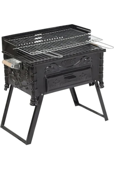 Göktürk C-70 Ayaklı Büyük Mangal Köftelik Izgaralık Ayarlanabilir Mangal Çekmeceli Biber Köz