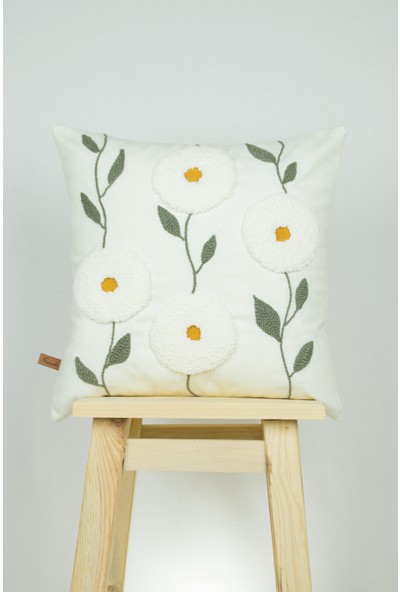 Frannkie Daisy Garden Punch Işlemeli Kırlent Kılıfı