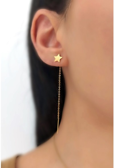 ÇLK Accessories Çelik Zincir Plaka Yıldız Küpe TRKÜPE34426