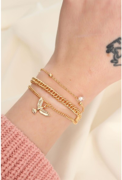 Bkmc Zümrüdü Anka Detay Taşlı Çoklu Bileklik