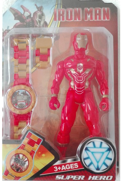 Demir Adam Çocuk Saati Işıklı Ironman Figür Hediyeli 2 Li Set Demir Adam Çocuk Saati Işıklı Ironman Figür Hediyeli 2 Li Set
