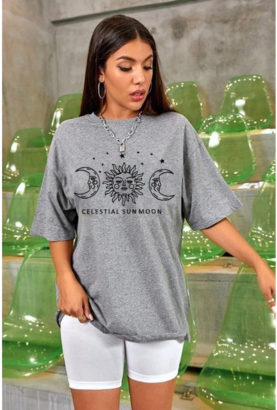 Meren Like Your Style Ay Baskılı Oversize T-Shirt Meren Like Your Style Ay Baskılı Oversize T-Shirt
