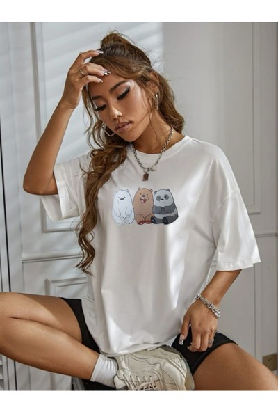 Meren Like Your Style Kafadar Ayıcık Baskılı Oversize T-Shirt Meren Like Your Style Kafadar Ayıcık Baskılı Oversize T-Shirt