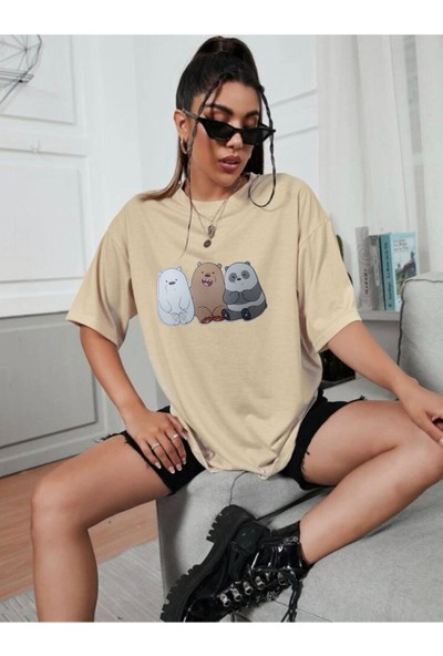 Meren Like Your Style Kafadar Ayıcık Baskılı Oversize T-Shirt Meren Like Your Style Kafadar Ayıcık Baskılı Oversize T-Shirt