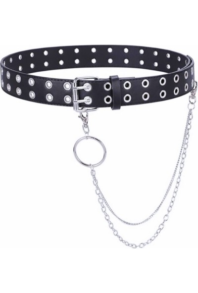 Kemerix Kadın Siyah Kuş Gözlü Zincirli Kemer KX0042ES