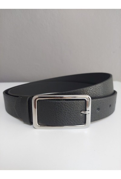 Kemerix Kadın Siyah Gümüş Tokalı Kemer 0067