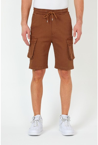 Craft Denim Erkek Kargo Kapri Slim Fit Cepli Şort Taba Craft Denim Erkek Kargo Kapri Slim Fit Cepli Şort Taba