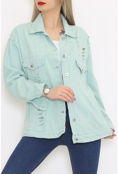 Arka Incili Gabardin Ceket Mint - 8966.1367. Arka Incili Gabardin Ceket Mint - 8966.1367.