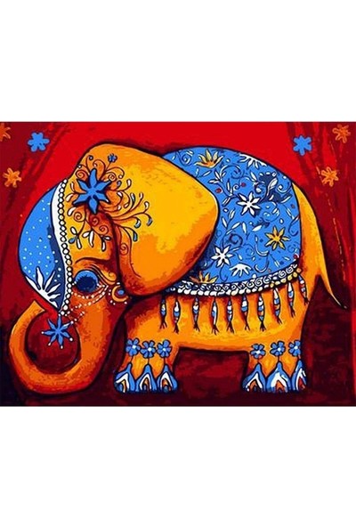 Parla Canvas Bereket Fili Sayılarla Boyama Seti Kasnaklı 50 x 65 cm