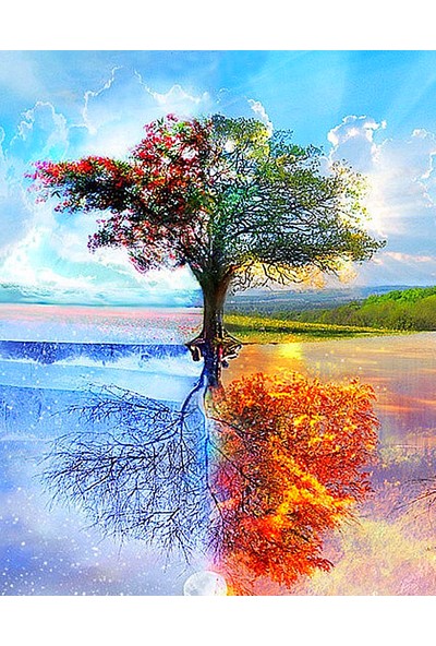 Hobi Tedarik Mevsimler ve Ağaç Çerçevesiz 40X50 Sayılarla Boyama Hobi Seti Hobi Tedarik Mevsimler ve Ağaç Çerçevesiz 40X50 Sayılarla Boyama Hobi Seti