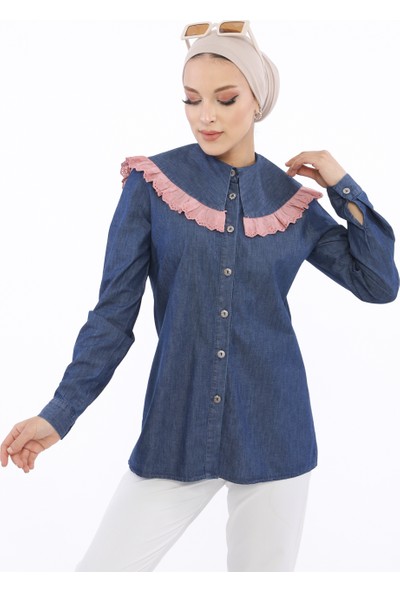 May Mara Kadın Bebe Yaka Brode Jean Gömlek