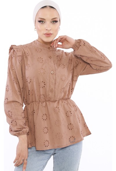 May Mara Kadın Brode Hakim Yaka Dokuma Gömlek