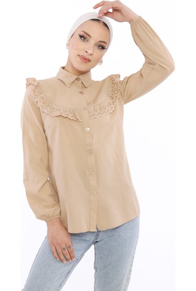 May Mara Kadın Brode Detaylı Dokuma Gömlek