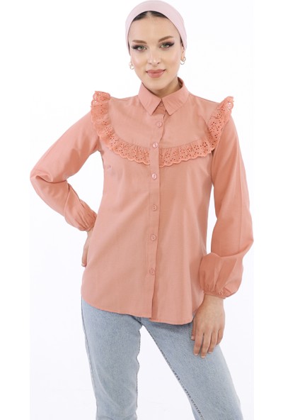 May Mara Kadın Brode Detaylı Dokuma Gömlek