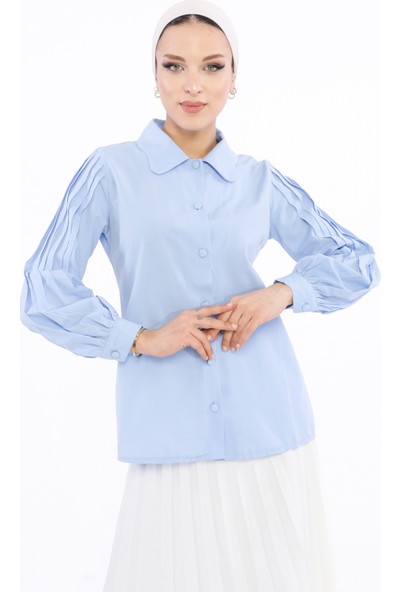 May Mara Kadın Kolları Dıkiş Detaylı Dokuma Gömlek