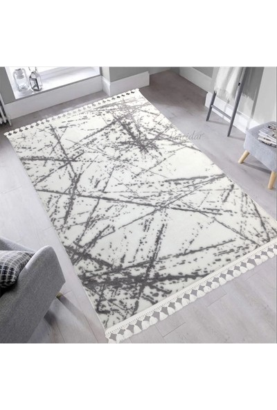 Payidar Halı Safari Beyaz Gri Desenli Post Peluş 80X150 cm Saçaklı Halı Payidar Halı Safari Beyaz Gri Desenli Post Peluş 80X150 cm Saçaklı Halı