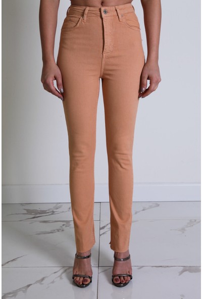 Coral Düz Pantolon Sütlü Kahve