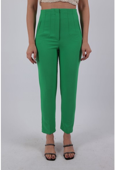 Coral Pileli Pantolon Yeşil