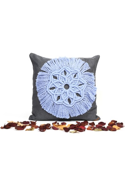 Kıvanç Shop Makrome Yastık Kılıfı Nazenin Mavi 40X40 cm