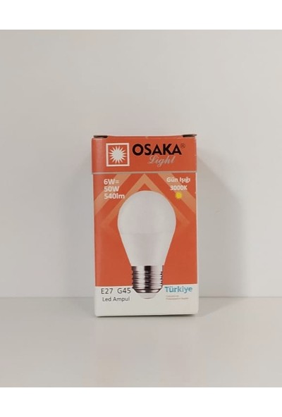 Osaka LED Ampül G45 E27 6W 230VOLT 540LM 3000K Sarı LED030