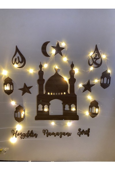 Evdeucuz Ahşap Işıklı Ramazan Süsü