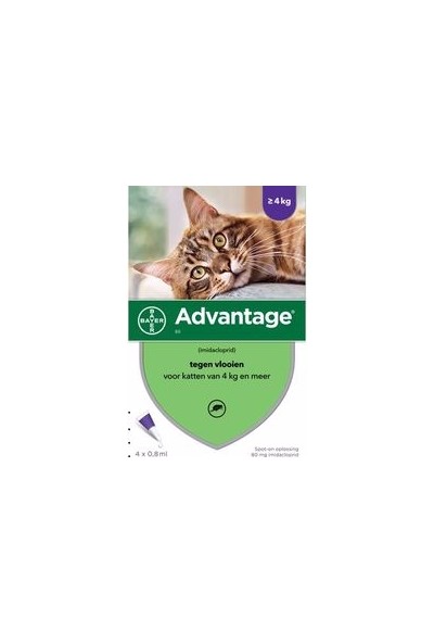 Bayer Elanco ( Bayer ) Advantage 0.8 ml Kedi Ense Damlası 4 Pipet Bayer Elanco ( Bayer ) Advantage 0.8 ml Kedi Ense Damlası 4 Pipet
