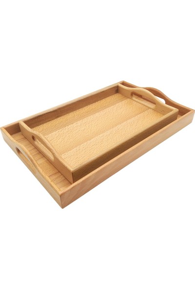 Tagula Ahşap Çay Kahve Servis Tepsi 2'li