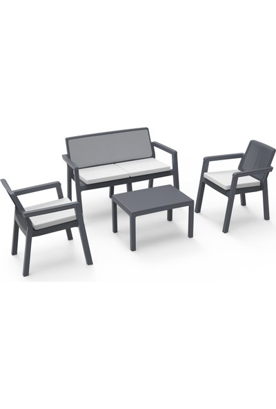 Çavdar Group Violet 4 Kişilik Antrasit Prestij Set, Bahçe Balkon Teras Sehpalı Oturma Grubu