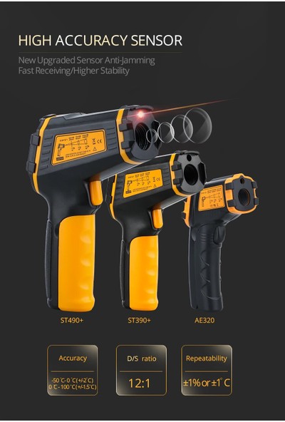 Charge EB45562182994 Dijital Kızılötesi Termometre Lazer Sıcaklık Ölçer