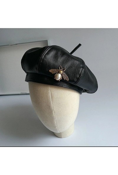 Vintage Deri Arı Detaylı Şapka