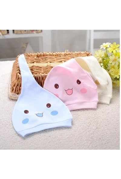 %100 Pamuk Baskılı Bebek Şapkası