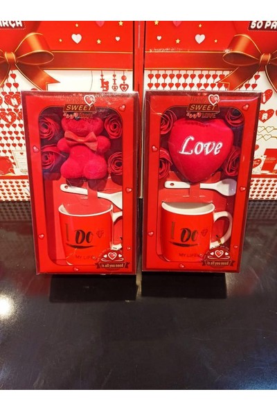 Aşk Temalı Kupa Seti Dekoratif Hediyelik