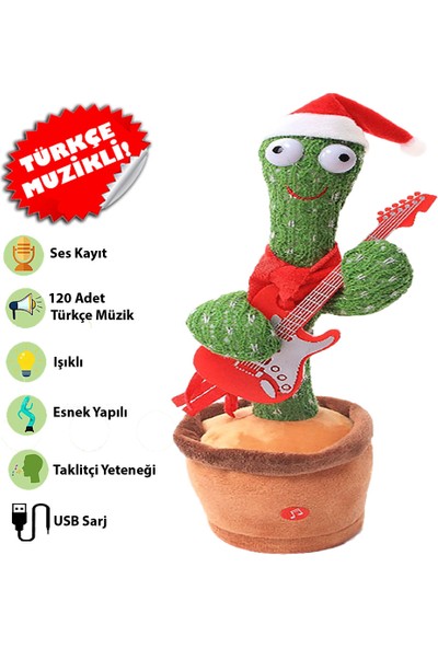 Türkçe Şarklı Konuşan Dans Eden Sarjlı Işıklı Peluş Kaktüs Türkçe Şarklı Konuşan Dans Eden Sarjlı Işıklı Peluş Kaktüs
