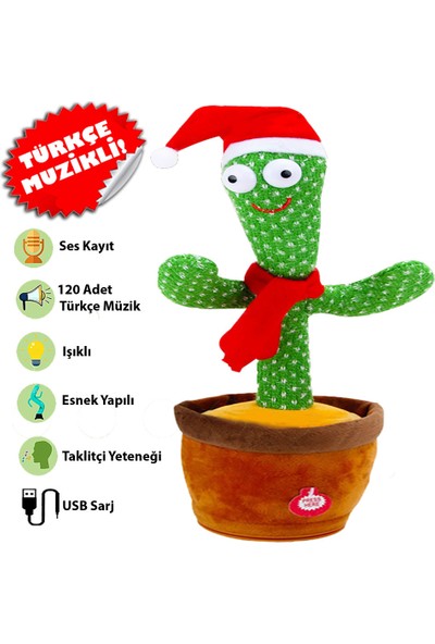Türkçe Ve Yabancı Müzikli Dans Eden Kaktüs Konuşan Taklitçi, Sarjlı, Peluş Oyuncak Türkçe Ve Yabancı Müzikli Dans Eden Kaktüs Konuşan Taklitçi, Sarjlı, Peluş Oyuncak