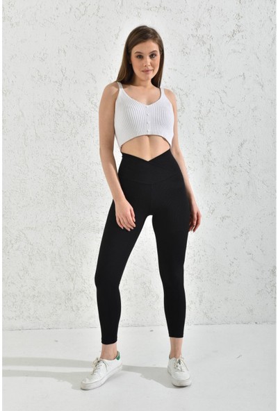 Neslihan Yılmaz Butik Fitilli Siyah Tayt Neslihan Yılmaz Butik Fitilli Siyah Tayt