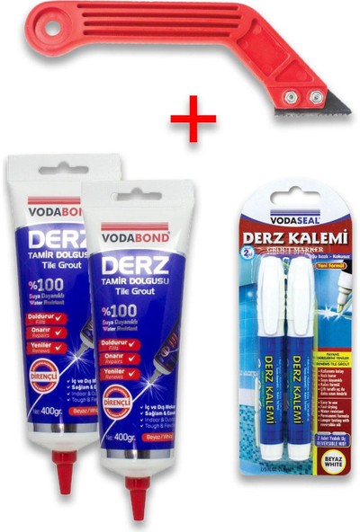 Badem10 Vodabond Derz Yenileme 400 gr Derz Dolgu+Derz Kazıyıcı+2'li Derz Kalemi (3lü Set) Badem10 Vodabond Derz Yenileme 400 gr Derz Dolgu+Derz Kazıyıcı+2'li Derz Kalemi (3lü Set)