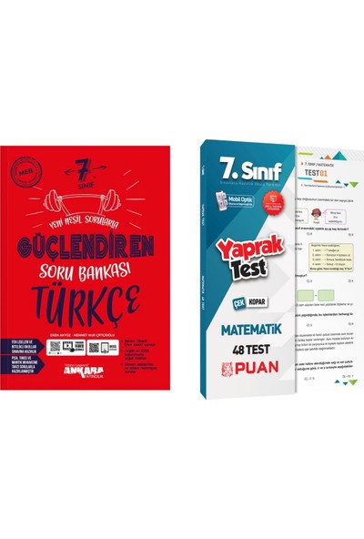 Ankara Yayıncılık 7. Sınıf Güçlendiren Türkçe Soru Bankası + Puan Yayınları Matematik Yaprak Test (Ciltli) Ankara Yayıncılık 7. Sınıf Güçlendiren Türkçe Soru Bankası + Puan Yayınları Matematik Yaprak Test (Ciltli)
