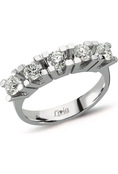 Livia 14 Ayar 0,98 ct. Pırlanta Beştaş Yüzük Livia 14 Ayar 0,98 ct. Pırlanta Beştaş Yüzük