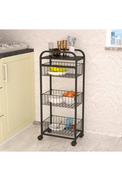 Reto Design Retodesign Metal Sebzelik ve Oyuncak Rafı Siyah 2101 Reto Design Retodesign Metal Sebzelik ve Oyuncak Rafı Siyah 2101