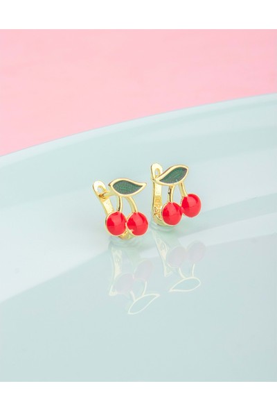 Else Silver 925 Ayar Gümüş Kiraz Çocuk Küpesi