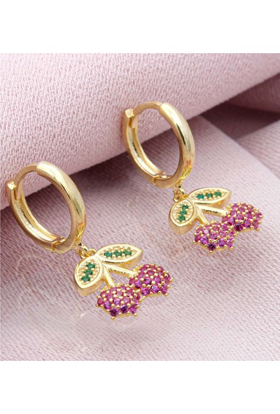 Else Silver Gümüş Zirkon Taşlı Kiraz Çocuk Küpesi